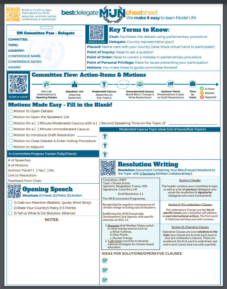 Download the New One Page MUN Conference Cheat Sheet Download the New One Page MUN Conference Cheat Sheet